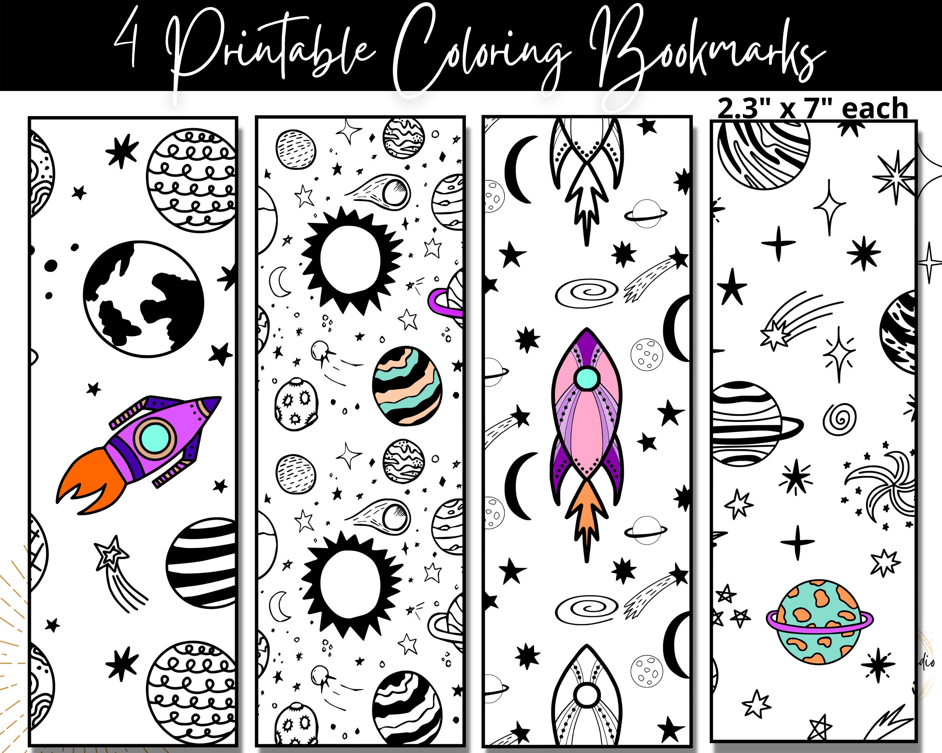 Printable Coloring Bookmarks, Printable Book Marks, Galaxy Bookmark ...
