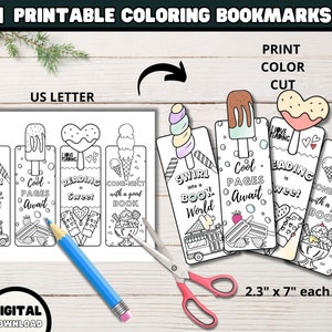 Printable Coloring Bookmarks, Ice Cream Coloring Book Marks, Kids ...