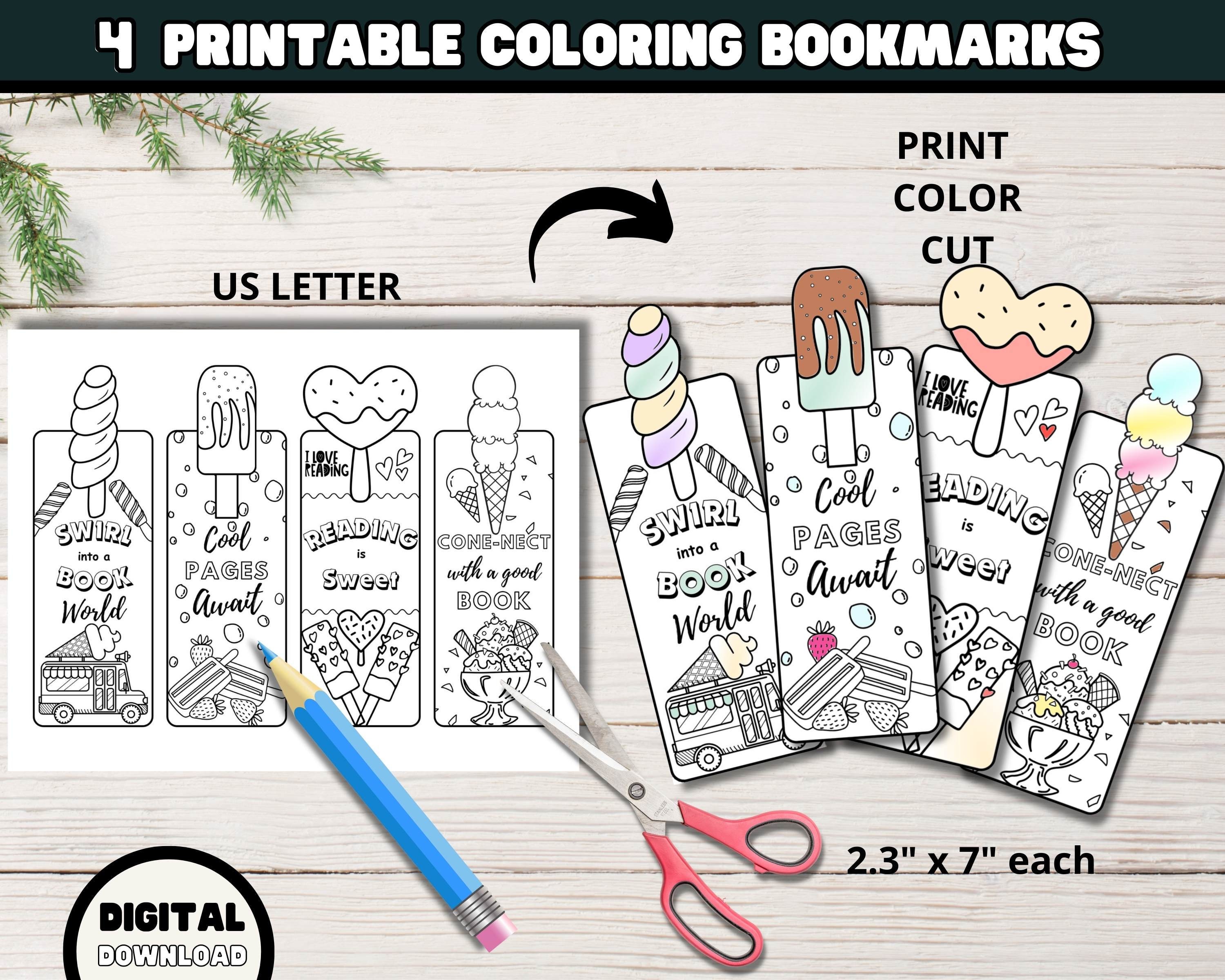 Printable Coloring Bookmarks, Ice Cream Coloring Book Marks, Kids ...
