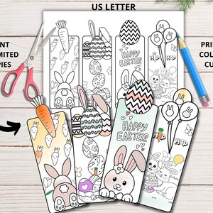 Easter Coloring Bookmarks BUNDLE, Printable Easter Eggs Coloring Pages ...