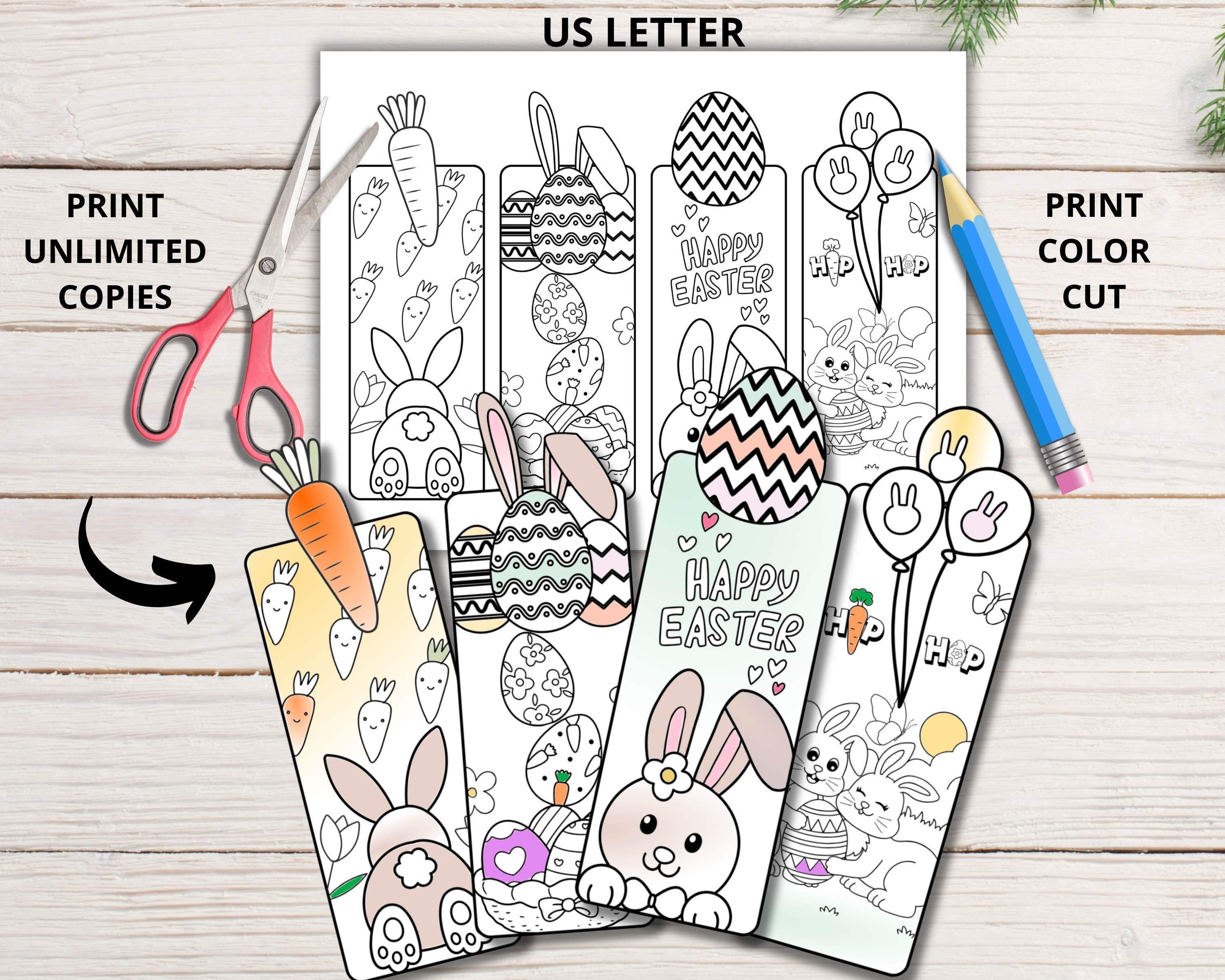 Easter Coloring Bookmarks BUNDLE, Printable Easter Eggs Coloring Pages ...
