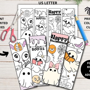 Printable Halloween Coloring Bookmarks, Boo Basket Halloween Spooky ...