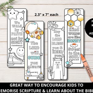 Christian Coloring Bible Verse Bookmarks, Kids Sunday School Crafts ...