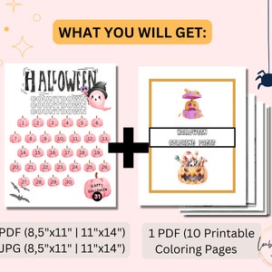 Halloween Countdown Calendar for Kids, Pink Halloween Decor, Cute ...