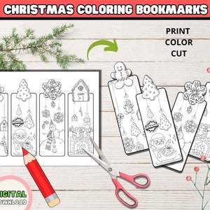 Printable Christmas Coloring Bookmarks, Kids Christmas Activity ...