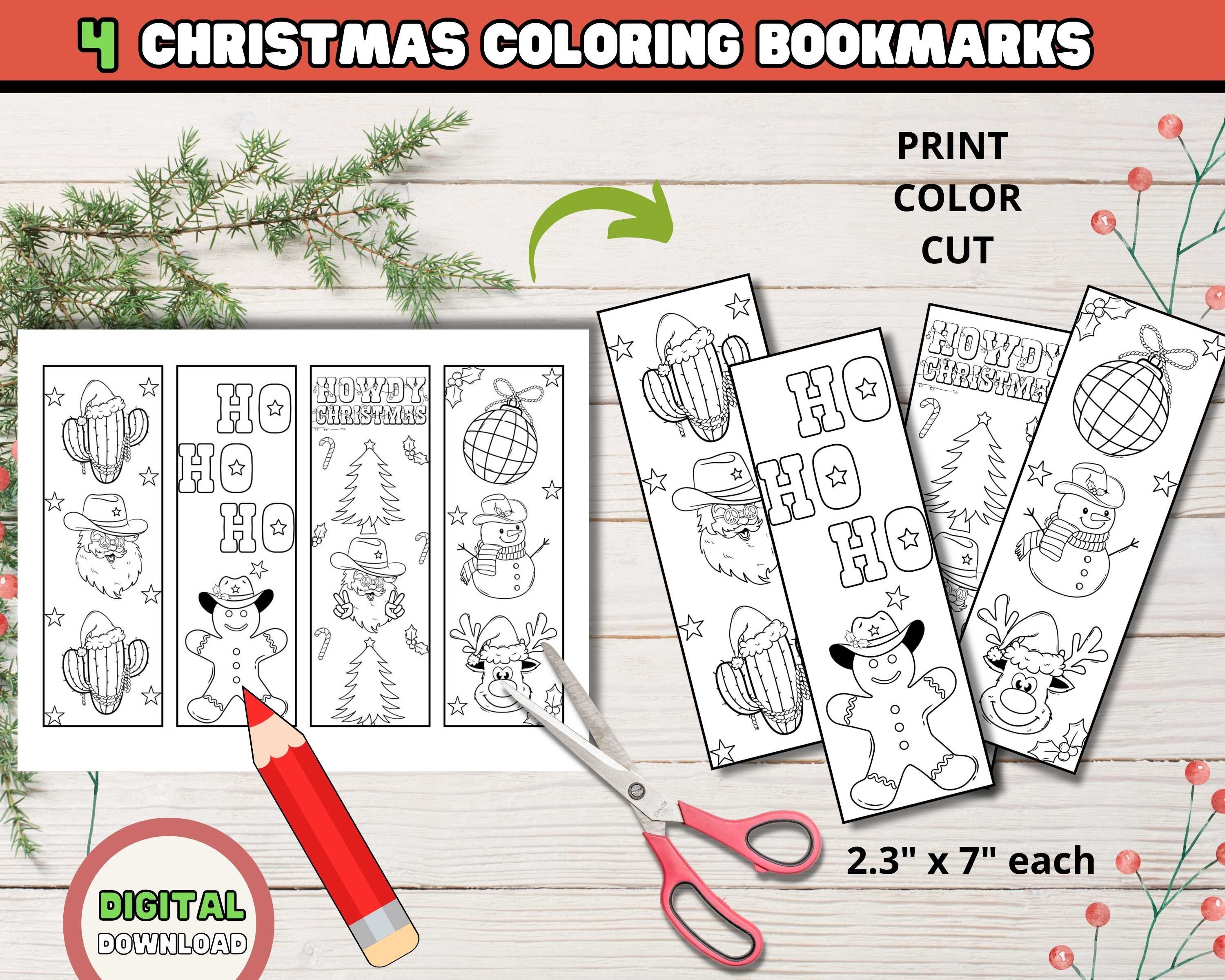 Western Christmas Coloring Bookmarks: Printable Winter Activity ...
