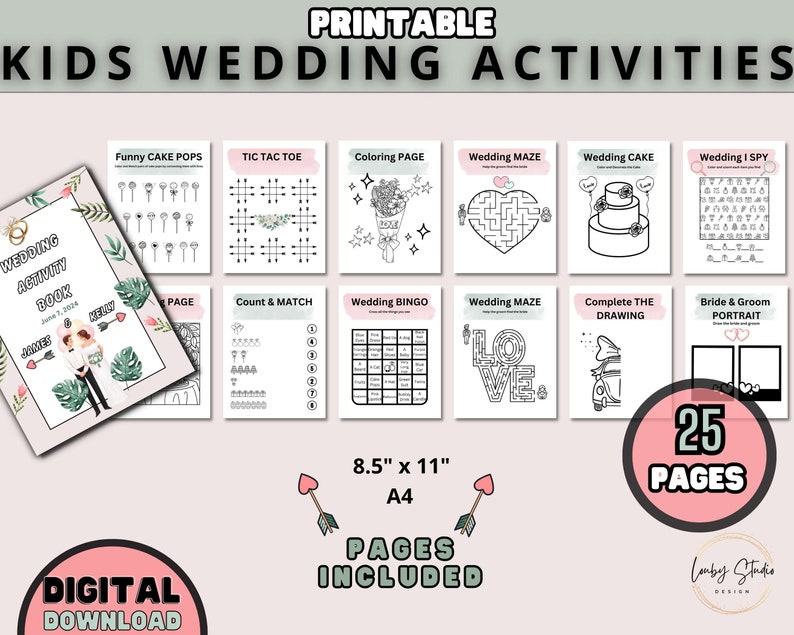 Wedding Coloring Book Printable Kids Wedding Activity Book - Etsy