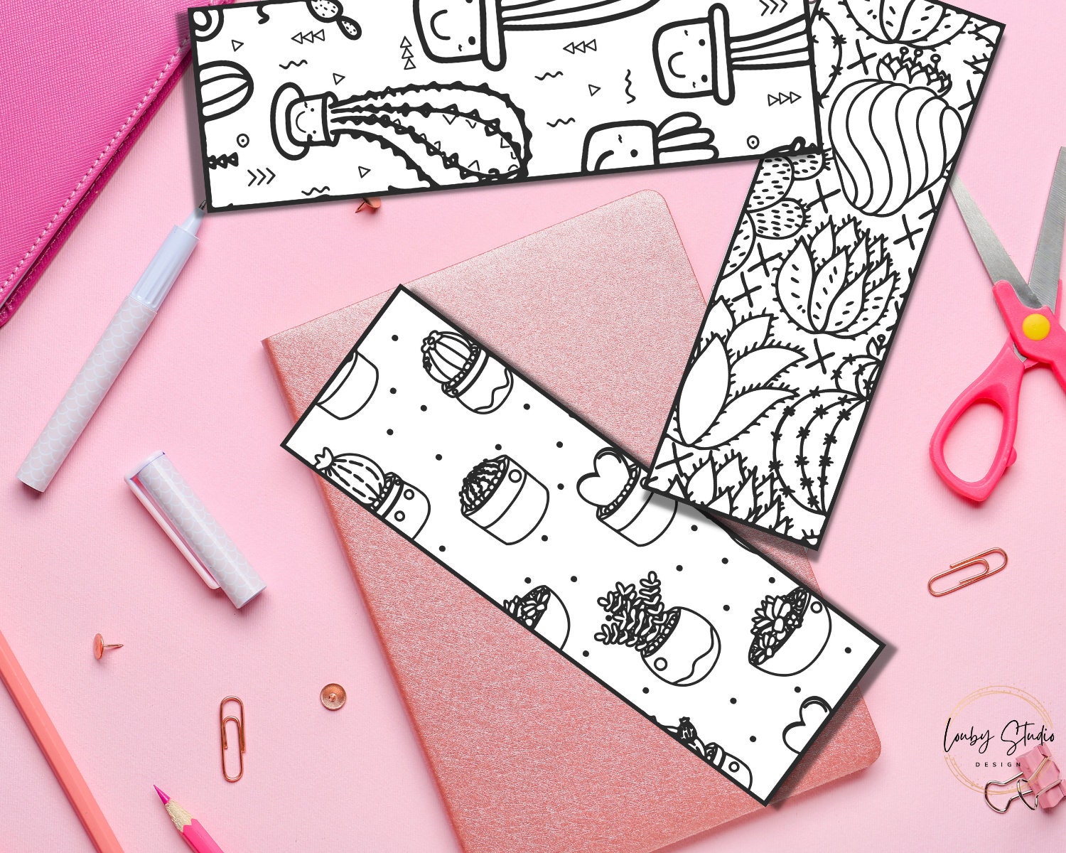 Printable Coloring Bookmarks, Digital Book Marks, Cute Printable Book ...