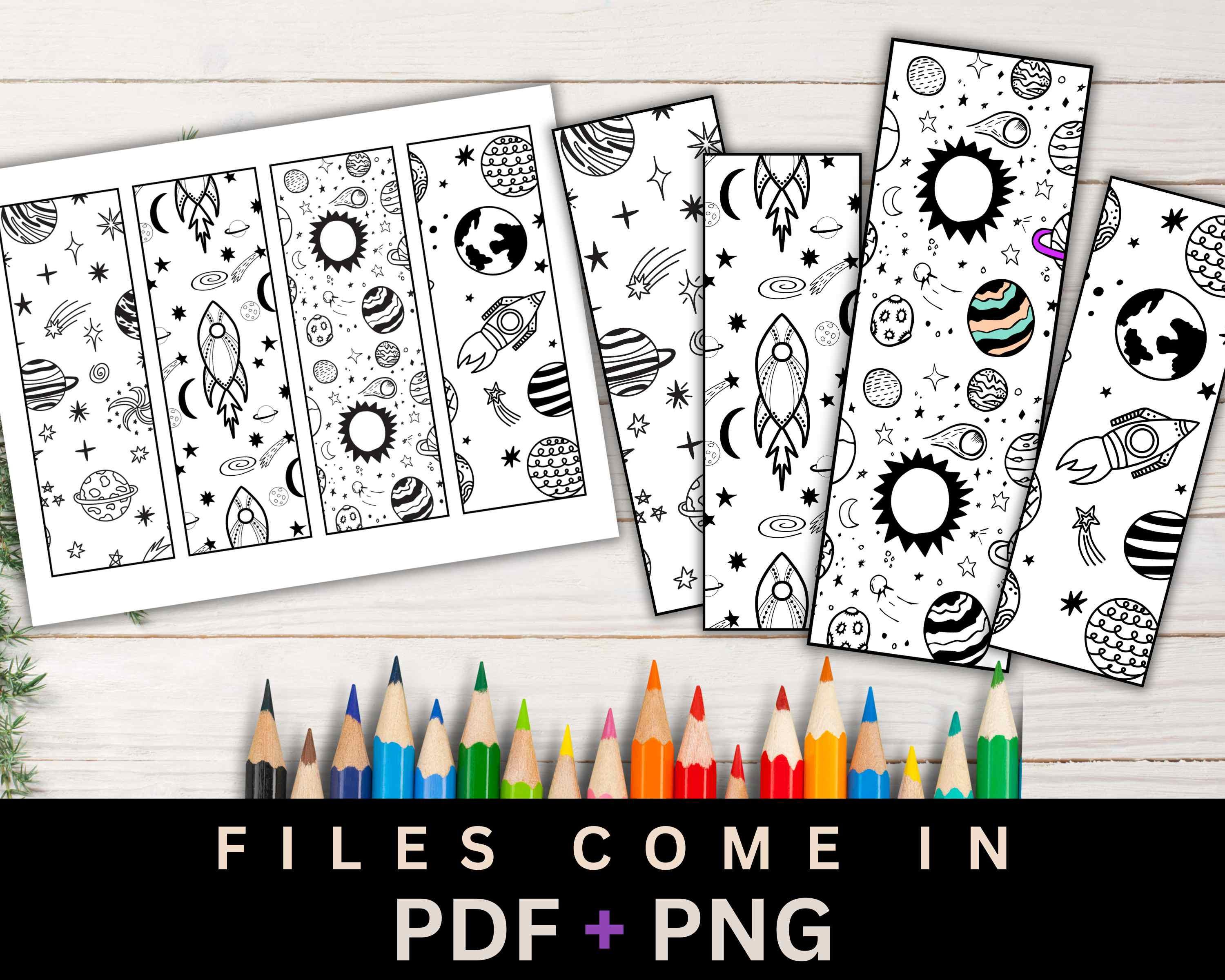 Printable Coloring Bookmarks, Printable Book Marks, Galaxy Bookmark ...
