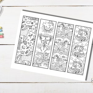 Printable Unicorn Coloring Page, Cute Girls Coloring Bookmarks, Digital ...