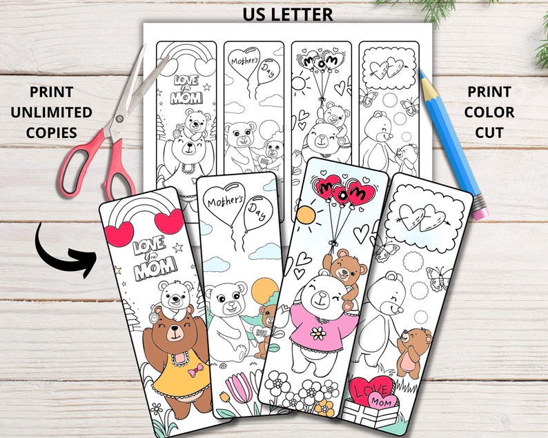Printable Mothers Day Coloring Pages Bookmarks, Happy Mother Day ...