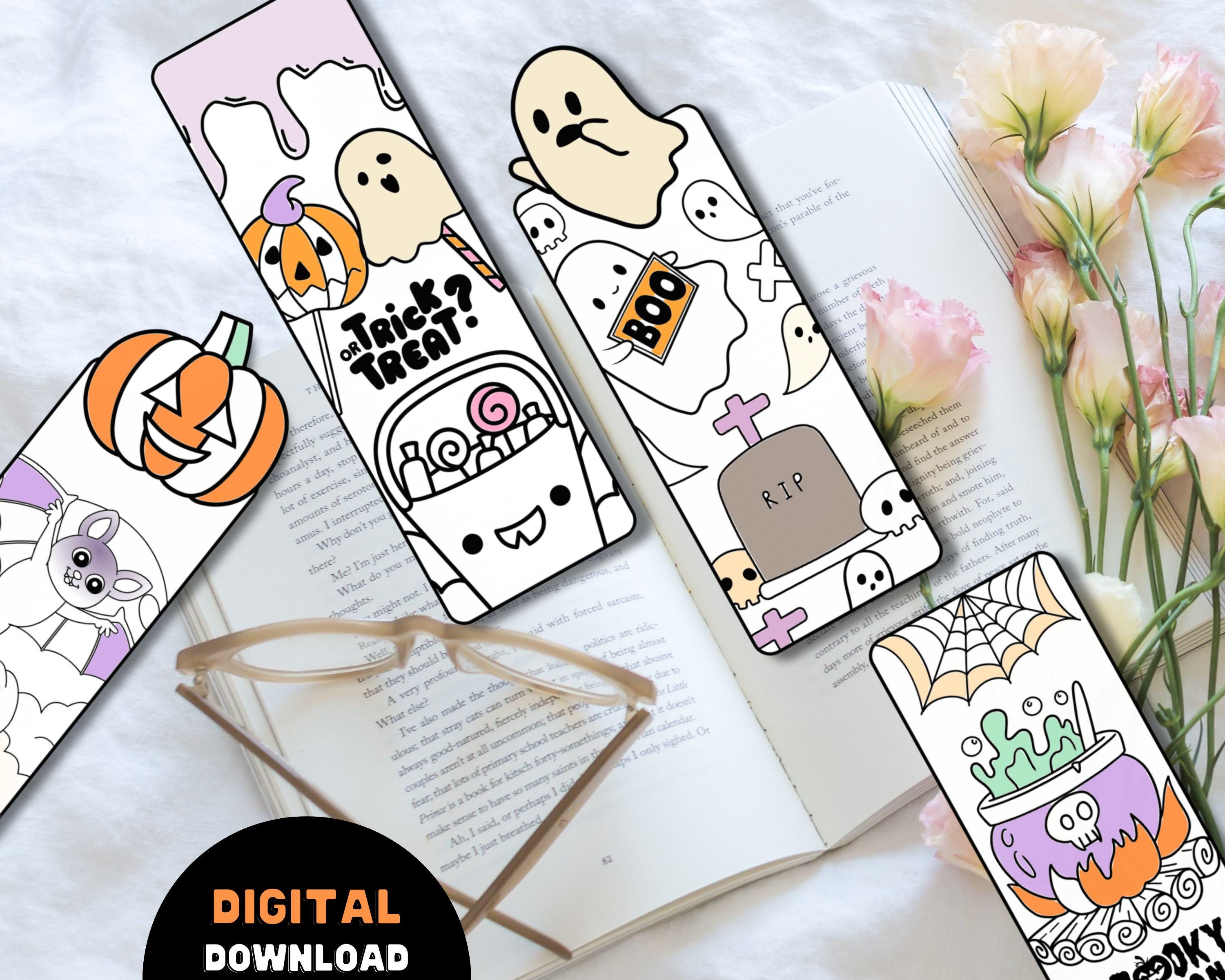Cozy Halloween Coloring Bookmarks, 24 Spooky Cute Ghost & Creepy ...