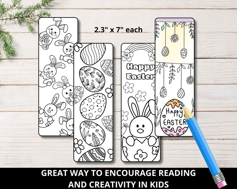 Printable Easter Eggs Coloring Bookmarks, Easter Bunny Coloring Page ...