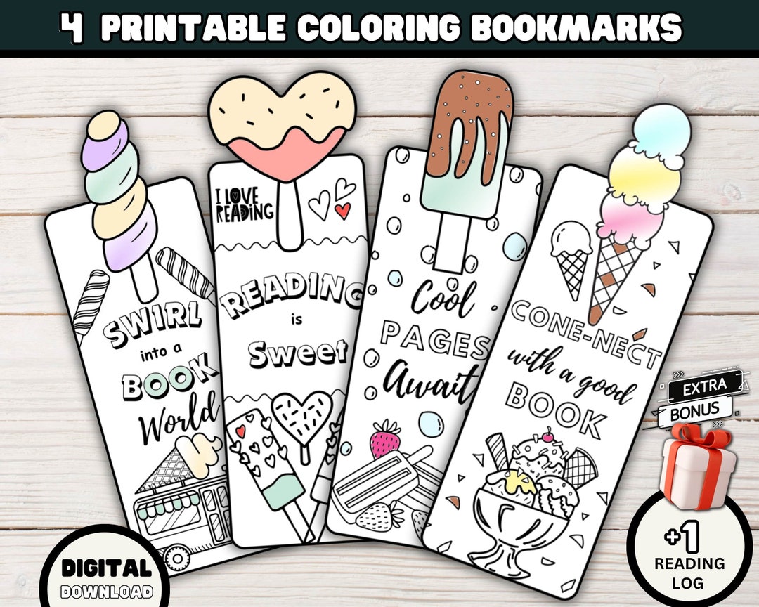 Printable Coloring Bookmarks, Ice Cream Coloring Book Marks, Kids ...