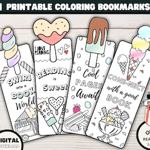Printable Coloring Bookmarks, Ice Cream Coloring Book Marks, Kids ...
