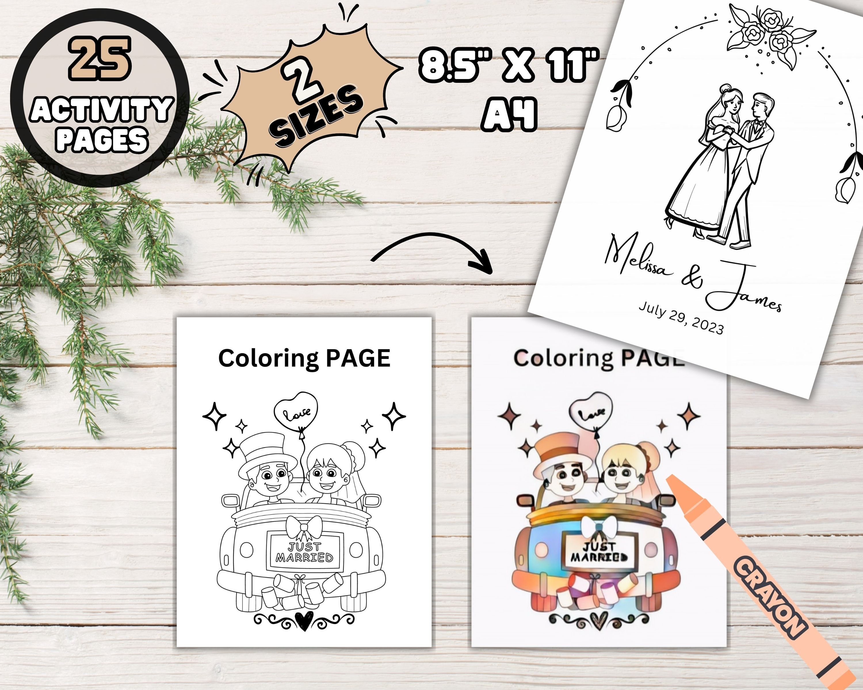 Kids Wedding Activity Book, Printable Wedding Coloring Pages, Children ...