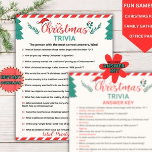 Christmas Trivia Game Printable Holiday Trivia Game for Adults ...