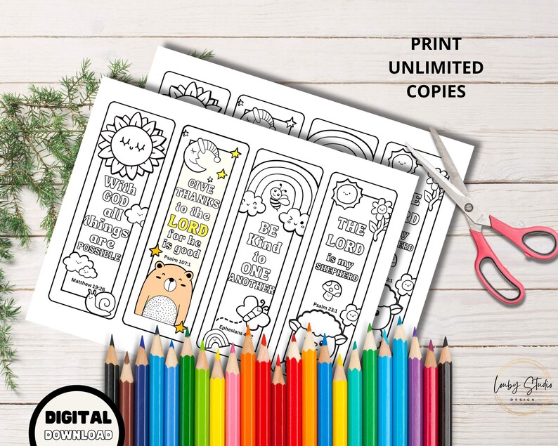 Bible Verse Coloring Bookmarks: Sunday School Printable (digital ...