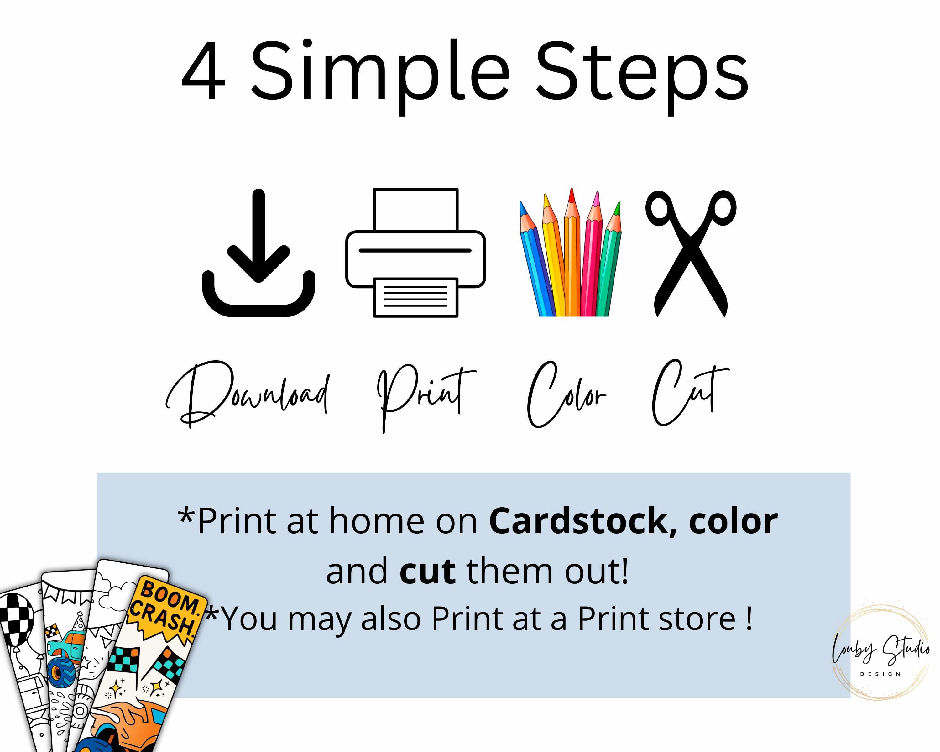Monster Truck Coloring Bookmarks Printable | Kids Birthday Activity ...