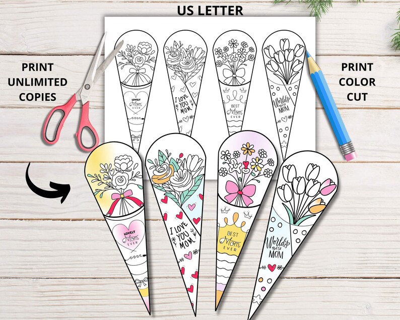 Printable Mothers Day Coloring Bookmarks Cards, Happy Mothers Day ...