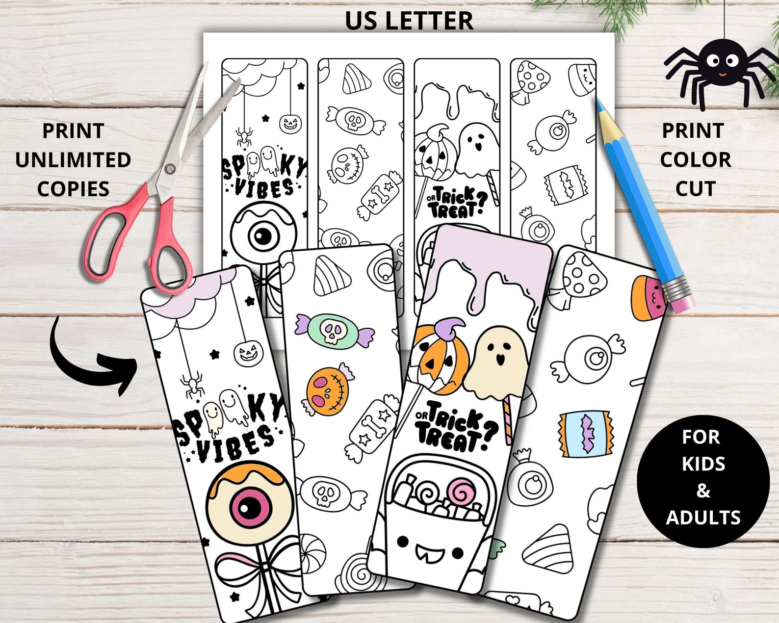 Printable Halloween Coloring Bookmarks, Boo Basket Halloween Spooky ...