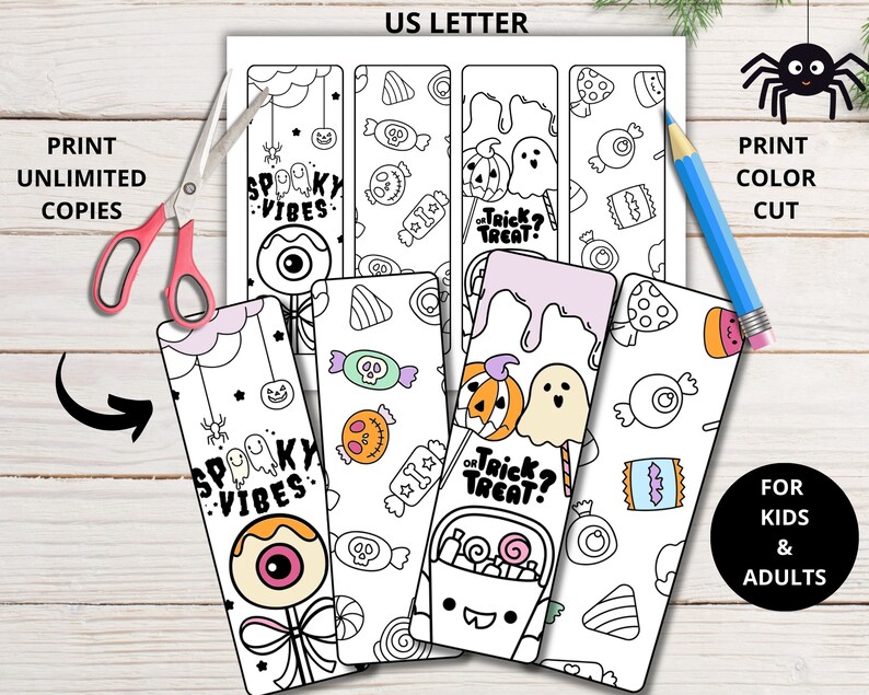 Printable Halloween Coloring Bookmarks, Boo Basket Halloween Spooky ...