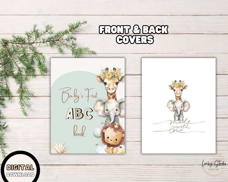 Baby Alphabet Book, Printable Baby Shower Abc Book, Animal Alphabet ...