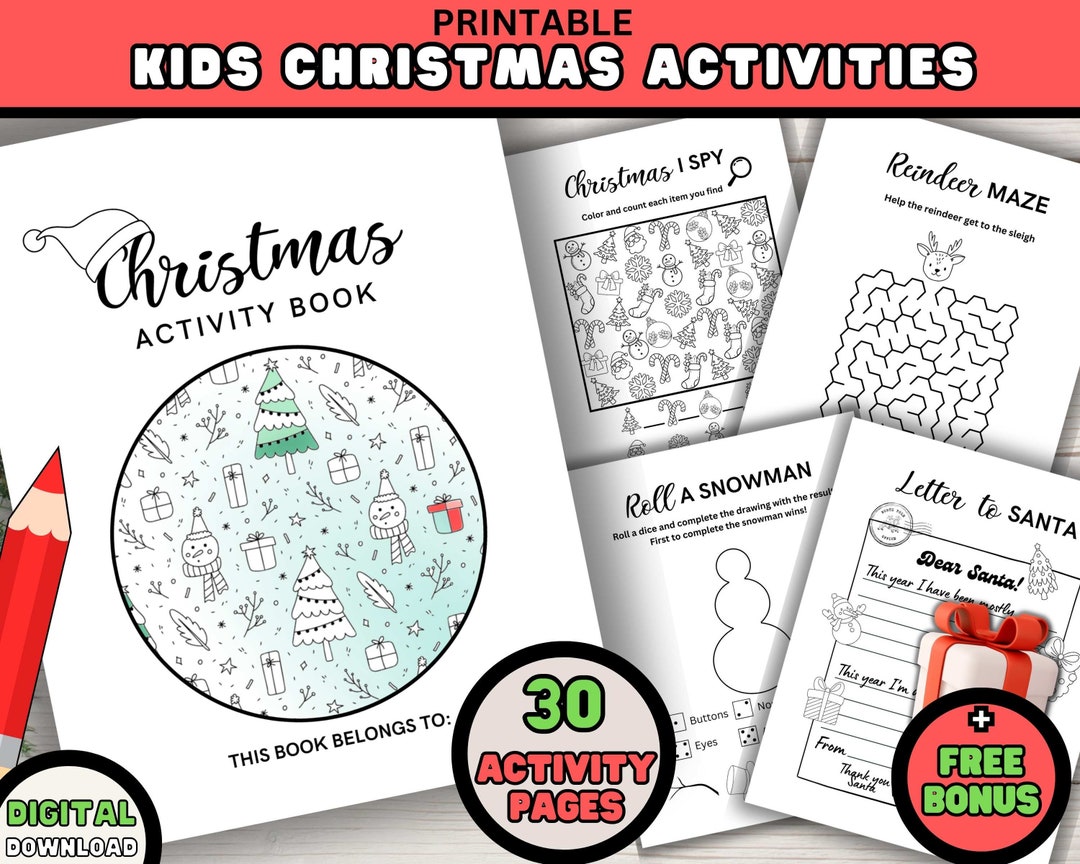 Christmas Activity Pages for Kids, Christmas Activities Printable Book ...