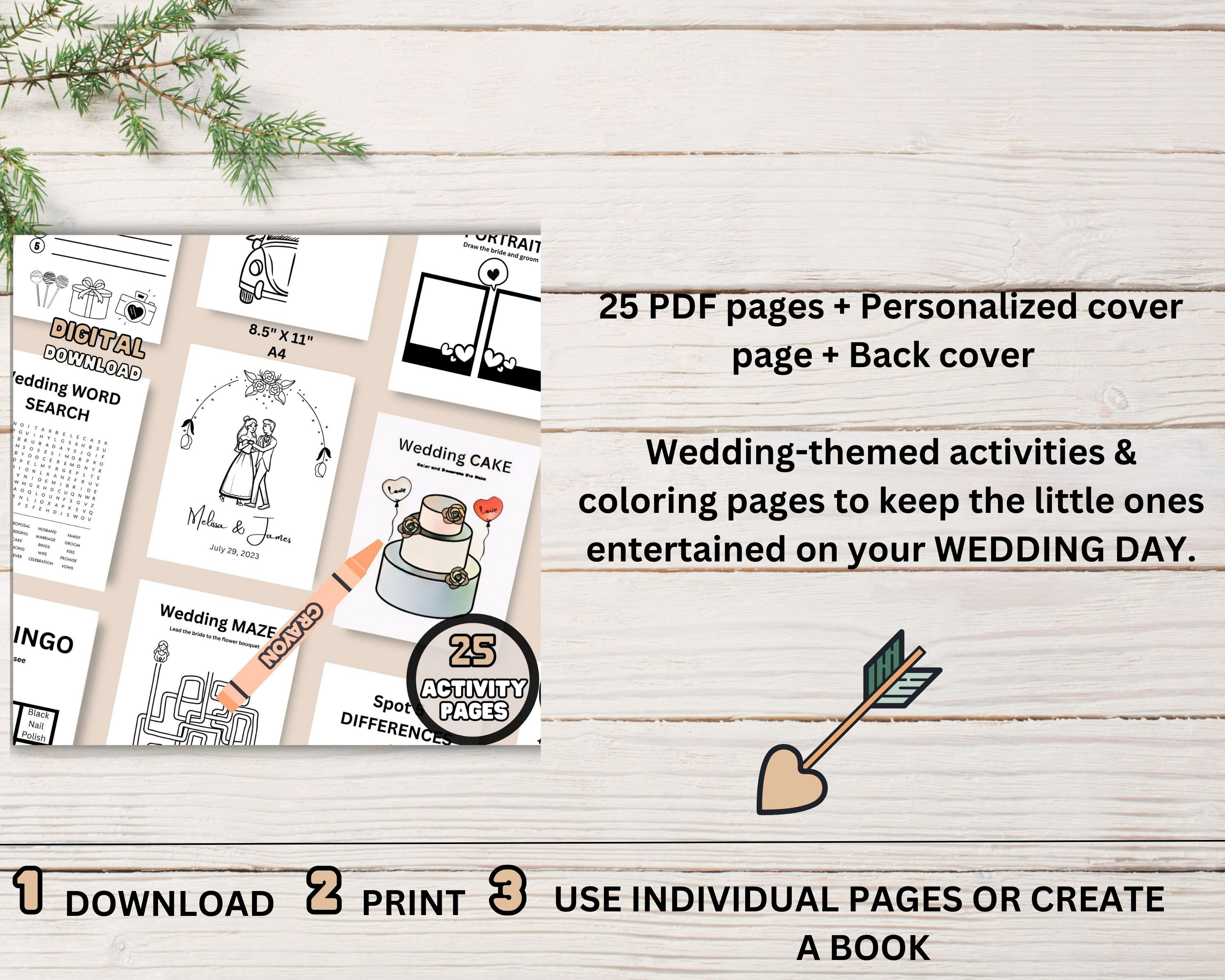 Kids Wedding Activity Book, Printable Wedding Coloring Pages, Children ...