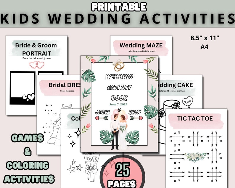 Wedding Coloring Book Printable Kids Wedding Activity Book - Etsy