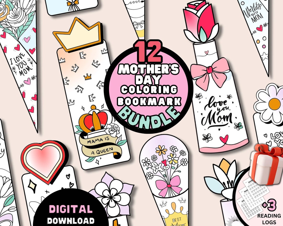 Printable Mothers Day Coloring Bookmarks Cards, Happy Mothers Day ...
