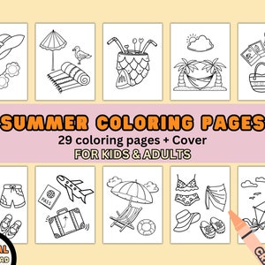Summer Coloring Pages, Kids Summer Activities Party Favors, Printable ...