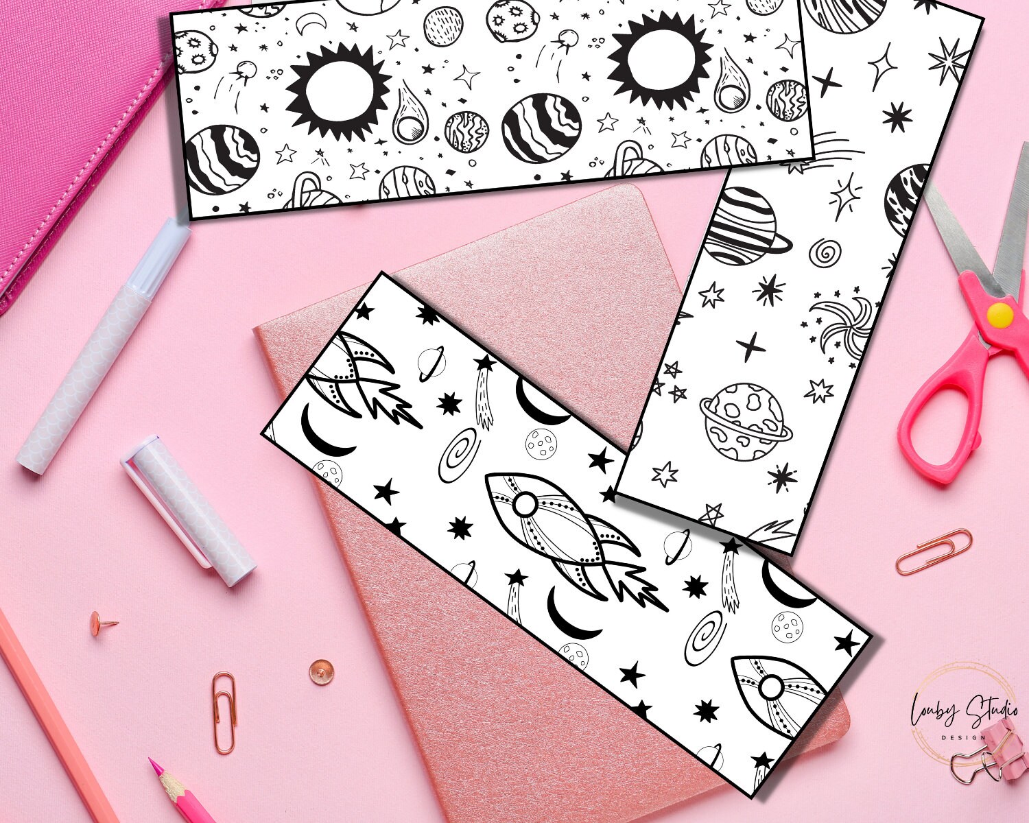 Printable Coloring Bookmarks, Printable Book Marks, Galaxy Bookmark ...