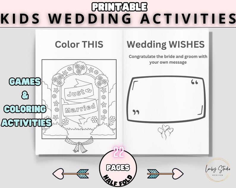 Kids Wedding Activity Book, Printable Wedding Coloring Book Pages ...