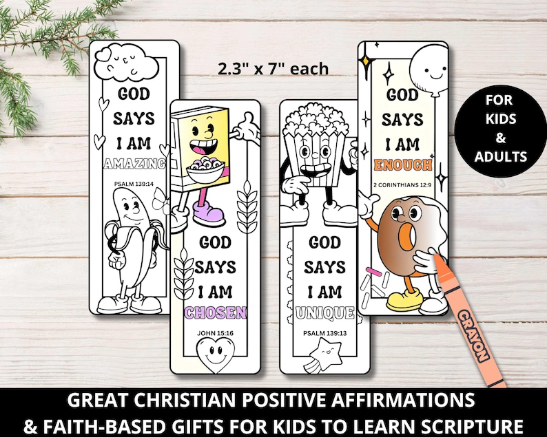 Christian Coloring Bookmarks for Kids: Scripture Activity (digital ...
