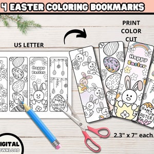 Printable Easter Eggs Coloring Bookmarks, Easter Bunny Coloring Page ...