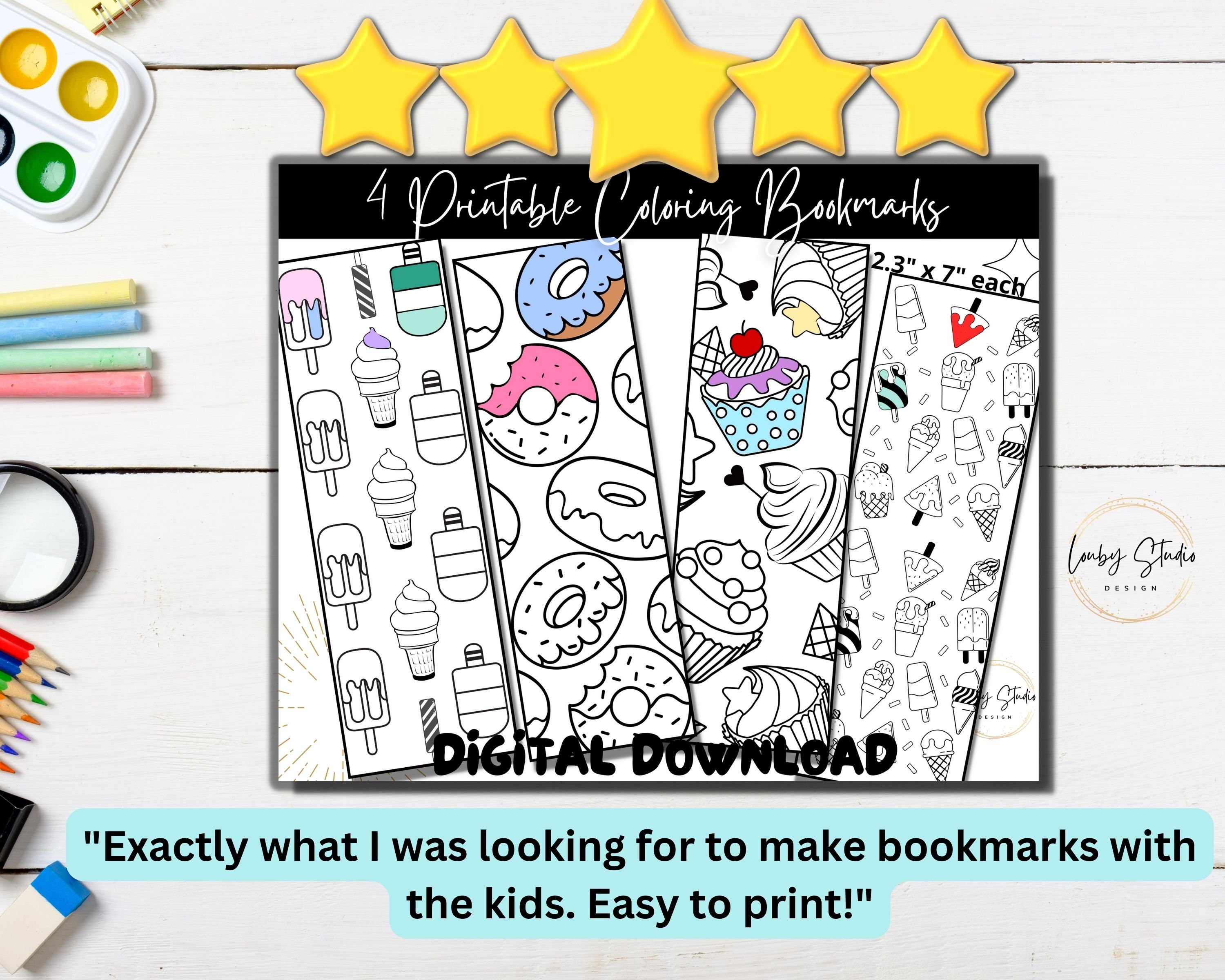 Printable Coloring Bookmarks Digital Book Marks Cute - Etsy Canada