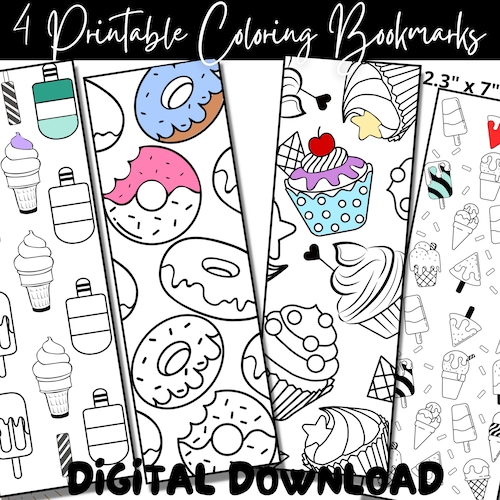 Printable Coloring Bookmarks Digital Book Marks Cute - Etsy