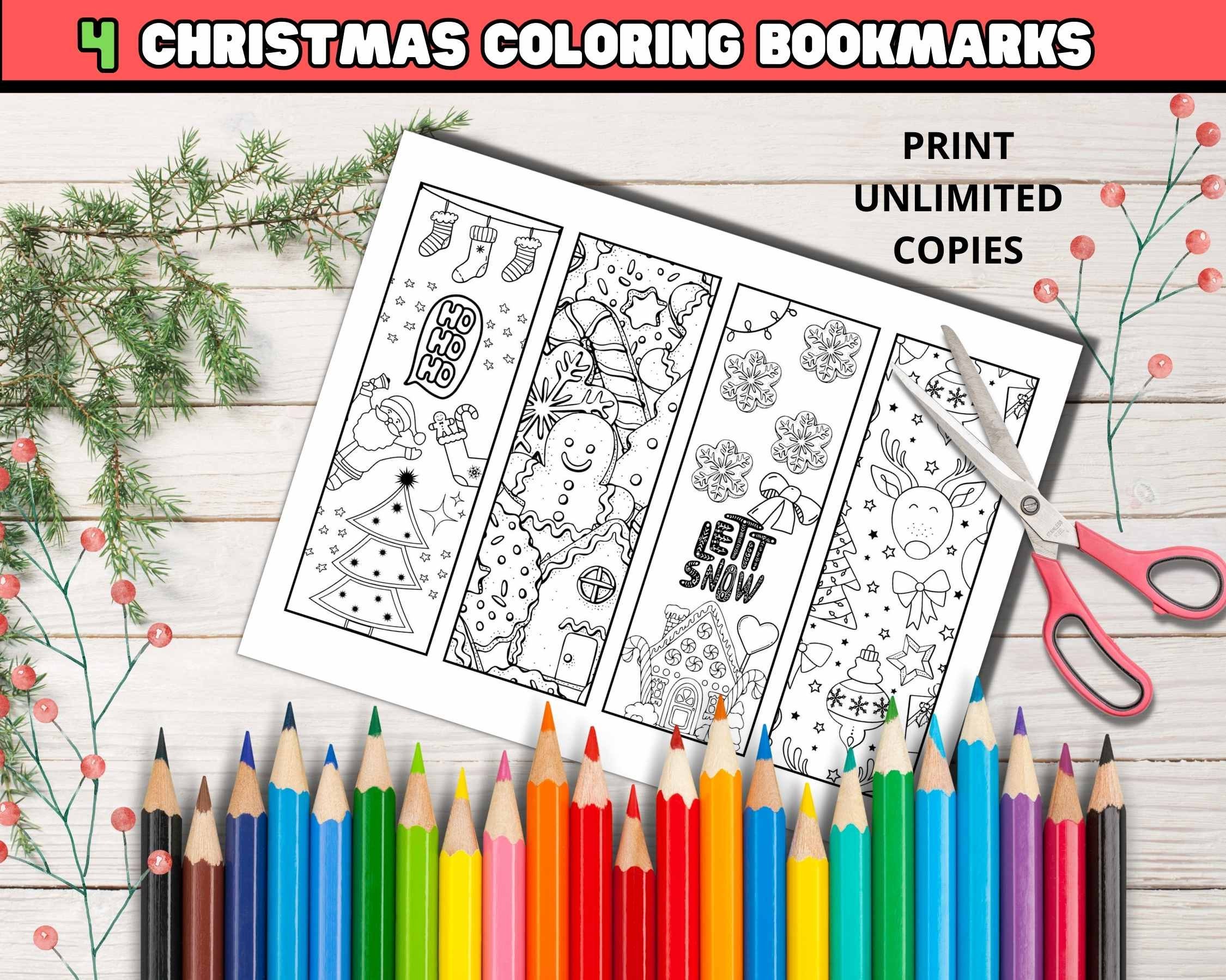 Printable Christmas Coloring Bookmarks, Kids Christmas Activity ...