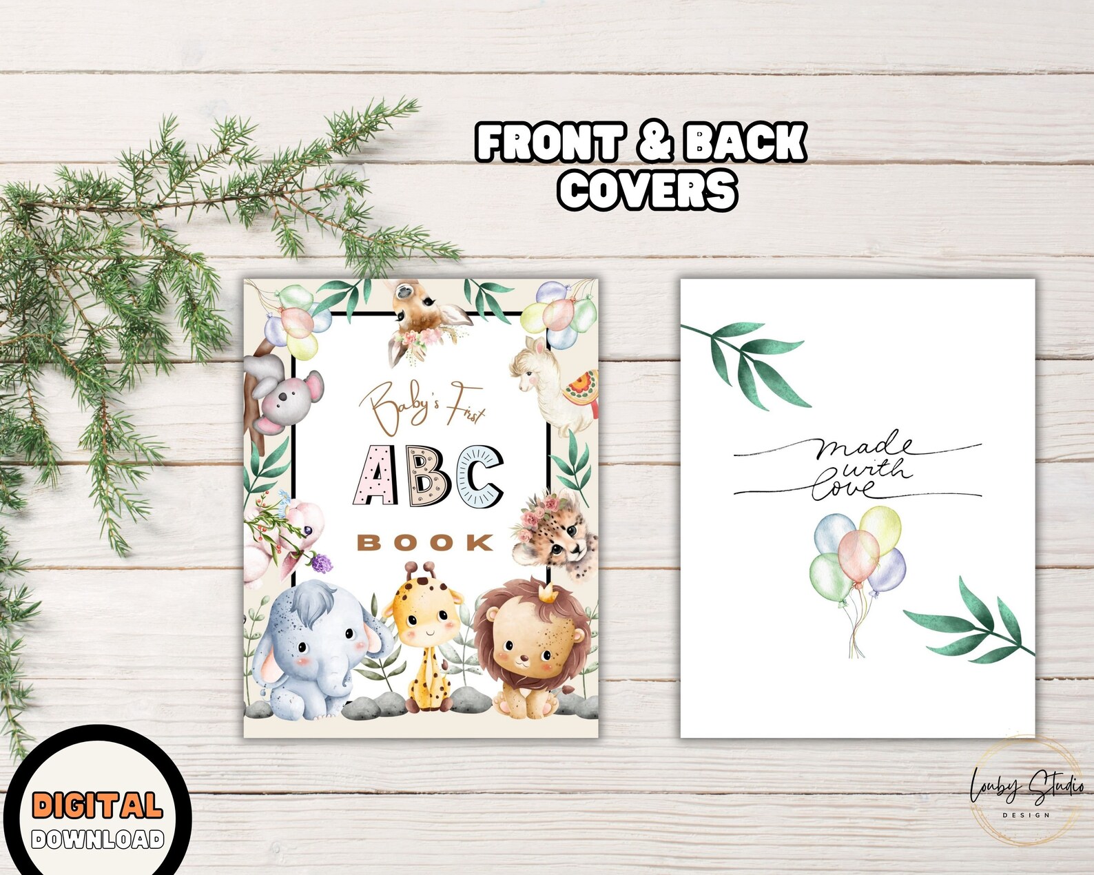 Baby Alphabet Book, Printable Baby Shower Abc Book, Animal Alphabet ...
