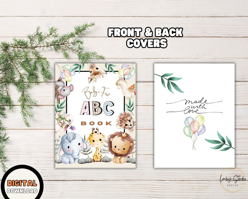 Baby Alphabet Book, Printable Baby Shower Abc Book, Animal Alphabet ...