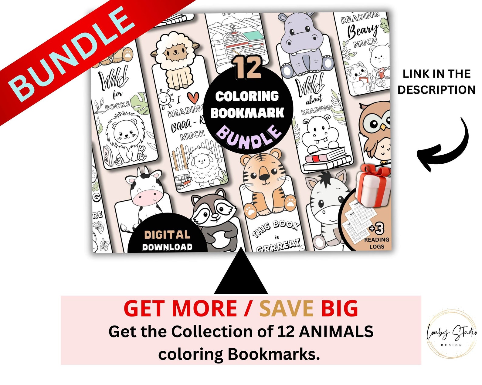 Farm Animals Coloring Bookmarks, Printable Coloring Book Marks, Kids ...