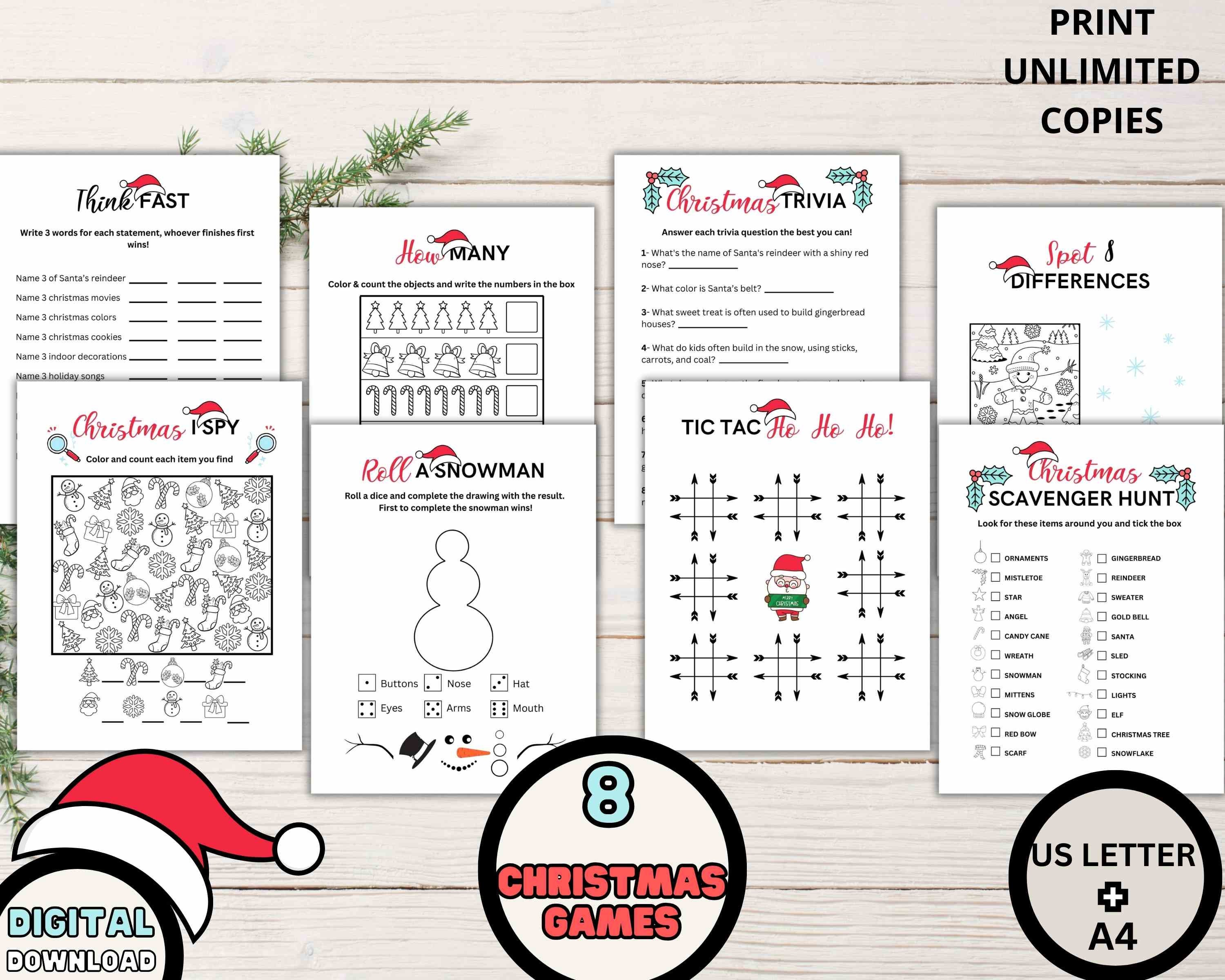 Printable Christmas Activities Kids Activity Book, Classroom Christmas ...