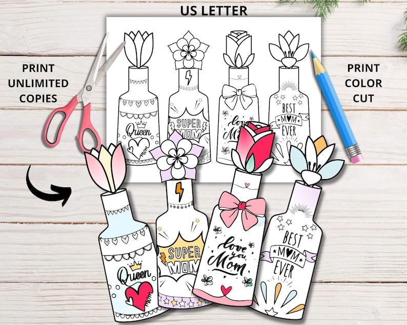Printable Mothers Day Coloring Bookmarks Cards, Happy Mothers Day ...