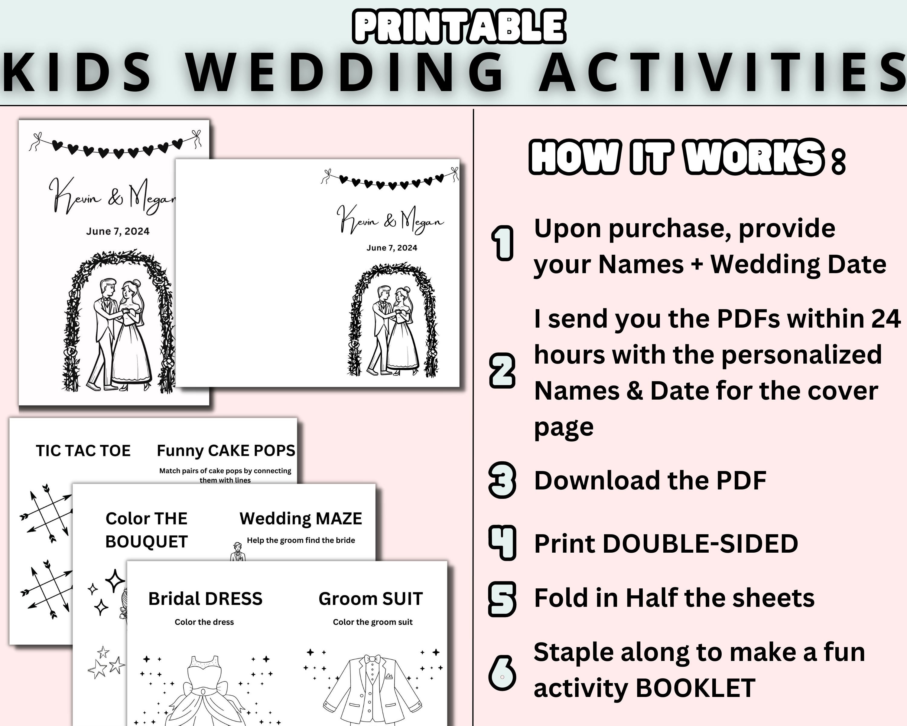 Kids Wedding Coloring Pages Kid Activity Kit Wedding Kids - Etsy