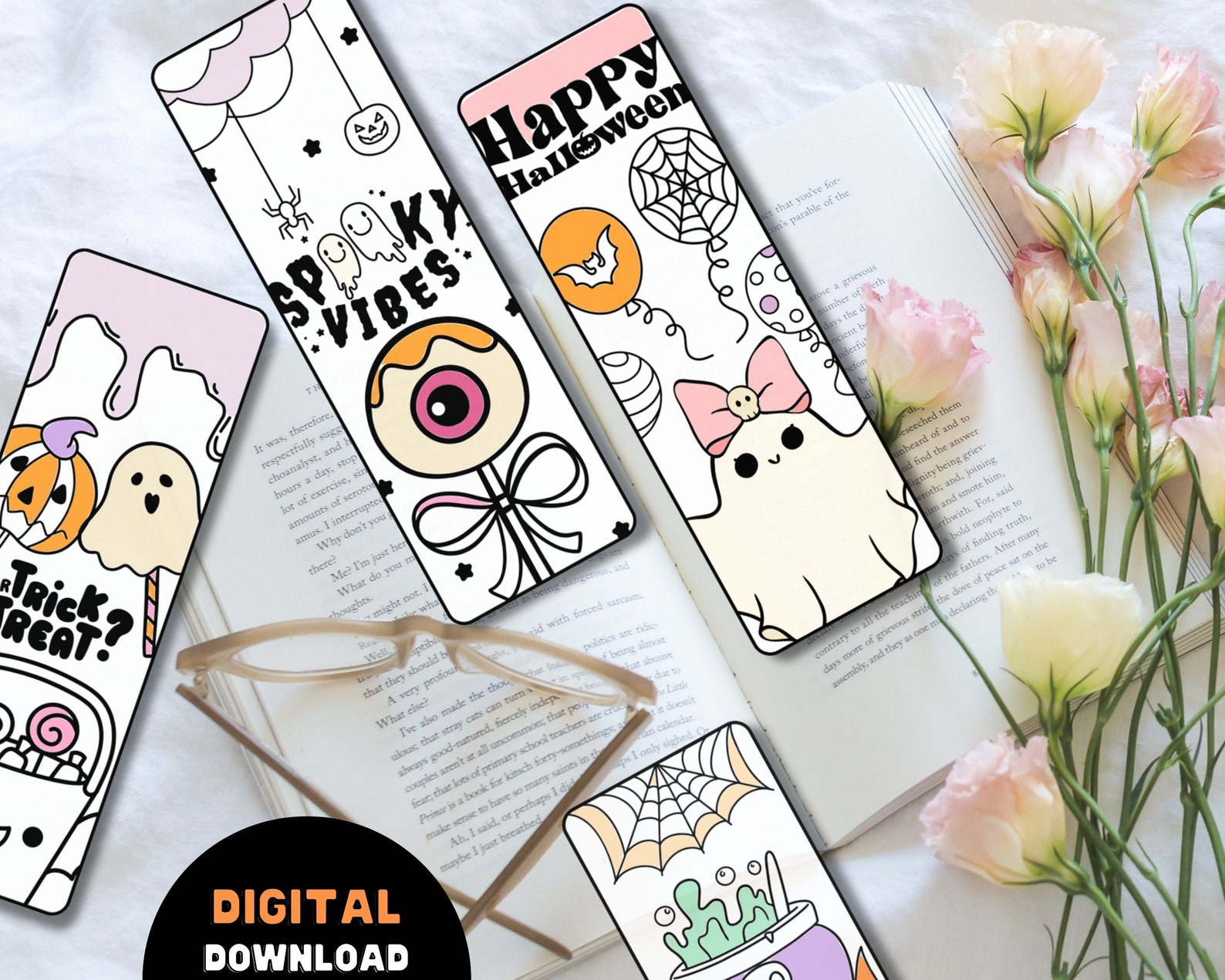 Printable Halloween Coloring Bookmarks, Boo Basket Halloween Spooky ...