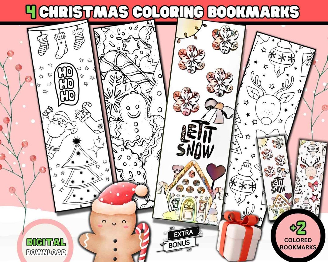 Printable Christmas Coloring Bookmarks, Kids Christmas Activity ...