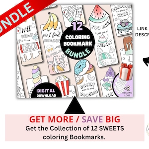 Printable Coloring Bookmarks, Sweet Dessert Coloring Book Marks, Kids ...