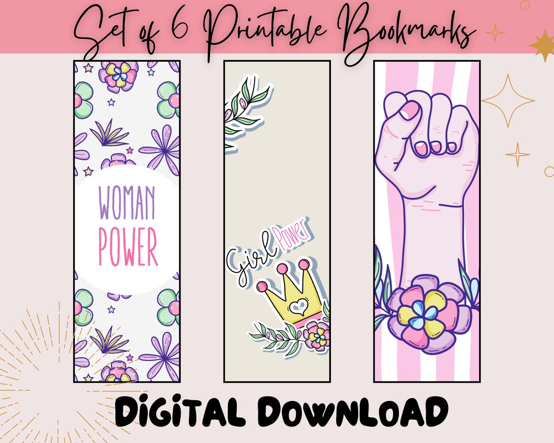 Printable Bookmarks for Women, Digital Book Mark, Printable Book Marks ...