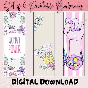Printable Bookmarks for Women, Digital Book Mark, Printable Book Marks ...
